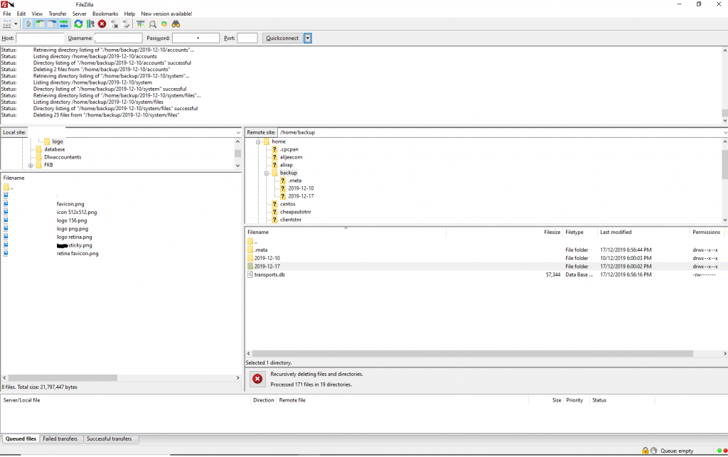 Delete cPanel/WHM backup via ssh ftp