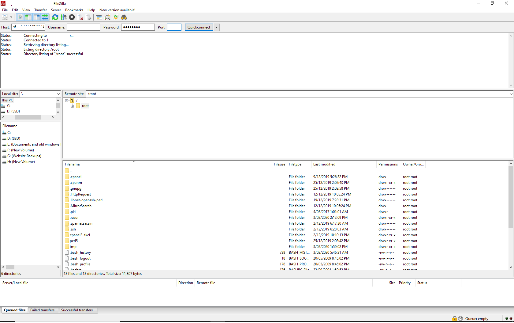 Delete cPanel/WHM backup via ssh ftp